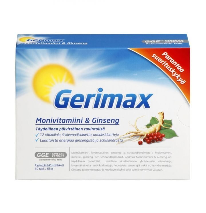 Gerimax Monivitamiini & Ginseng 60kpl - Luontaistuotekauppa24.fi